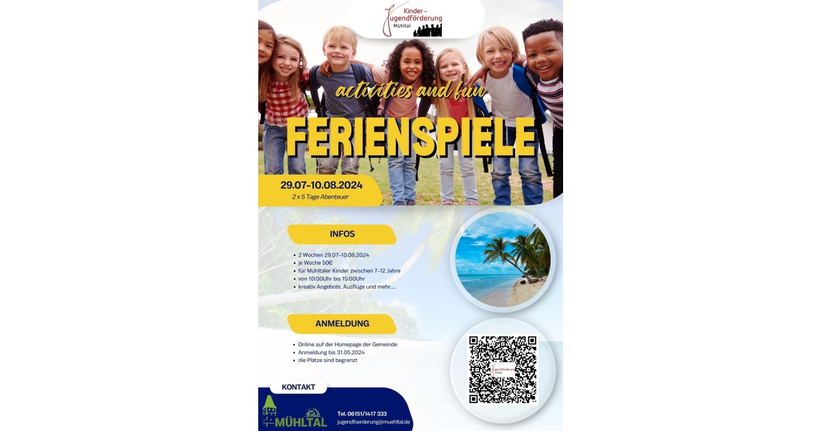 Anmeldung für das Ferienprogramm der Gemeinde Mühltal Sommer 2024 | Gemeinde Mühltal